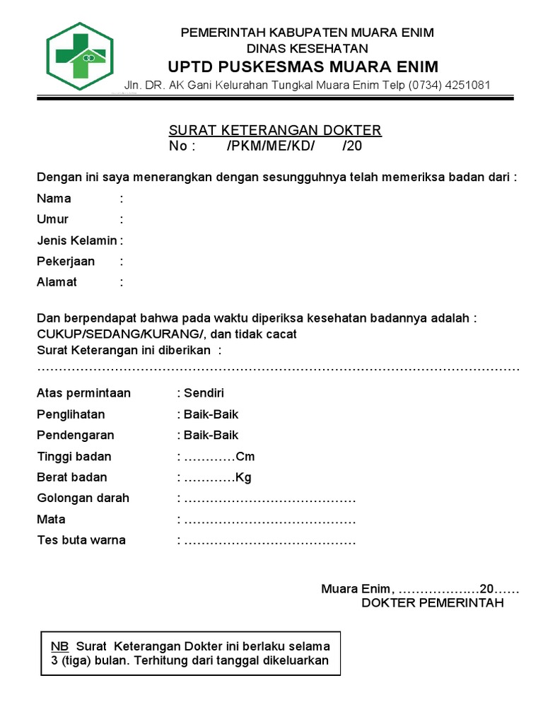 Surat Keterangan Sehat | PDF