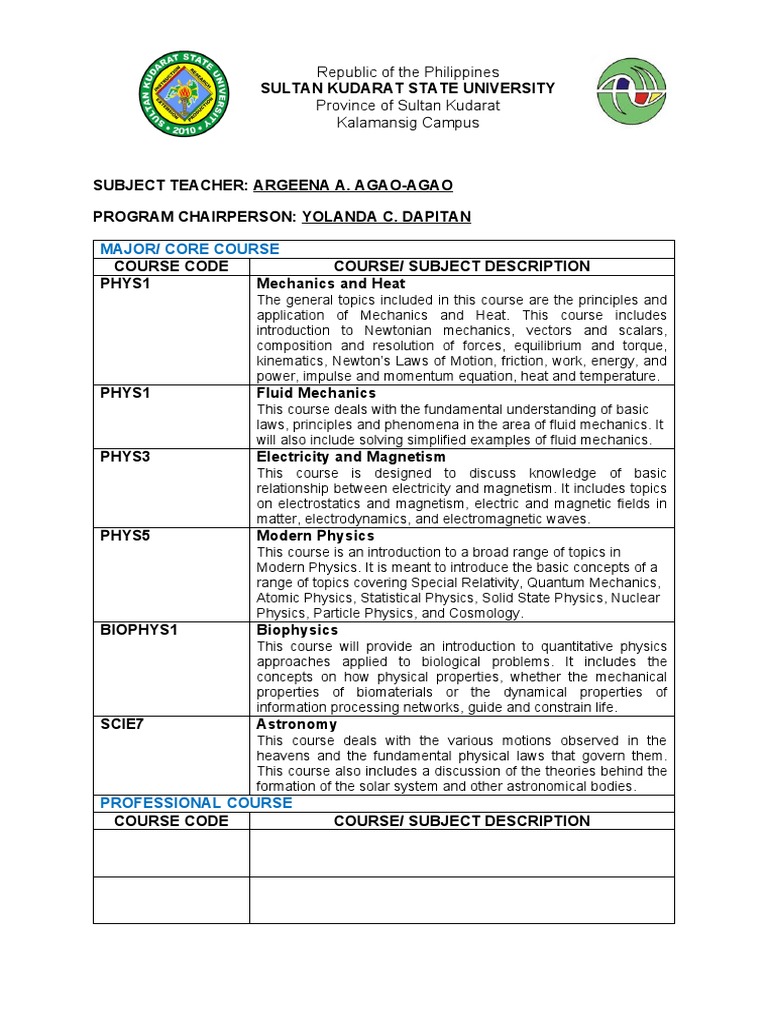 Physics Course Overview | PDF