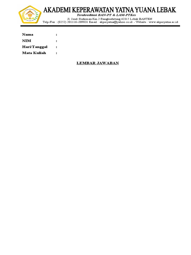 Template Lembar Jawaban | PDF