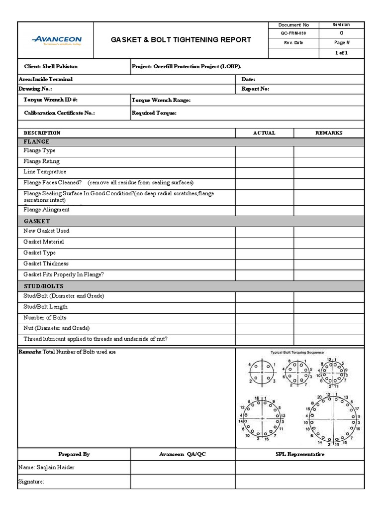 Bolting and Torqueing Report | PDF