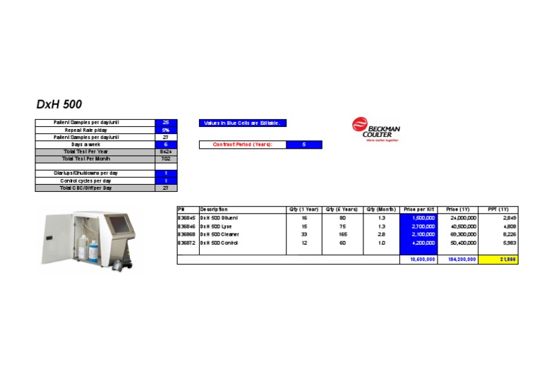 DxH 500 Patient Sample & Reagent Data | PDF