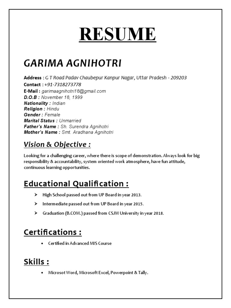 GARIMAA RESUME NEW-1 - 1661404030547 - Garima Agnihotri | PDF