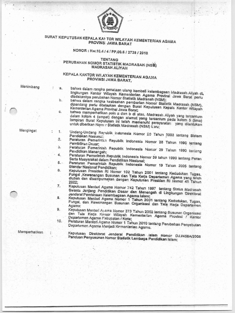 SK NSM Perubahan Man - 1 PDF | PDF SK NSM Perubahan Man - 1 PDF | PDF