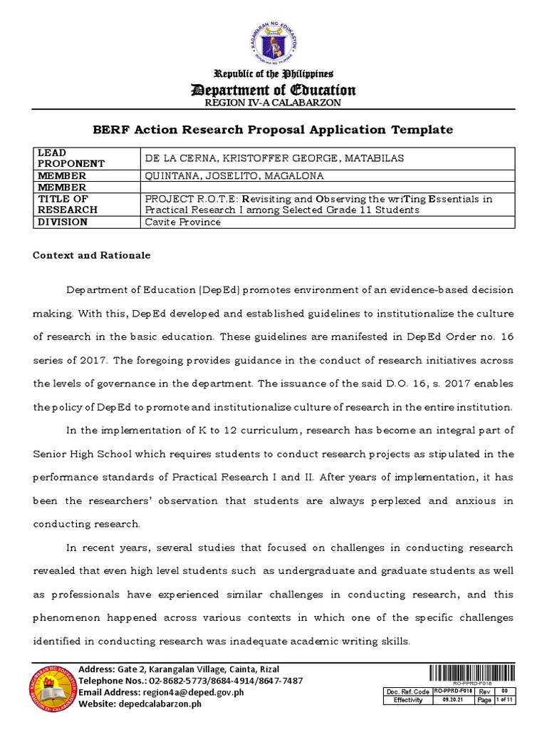2 Action Research Proposal 1 PDF | PDF