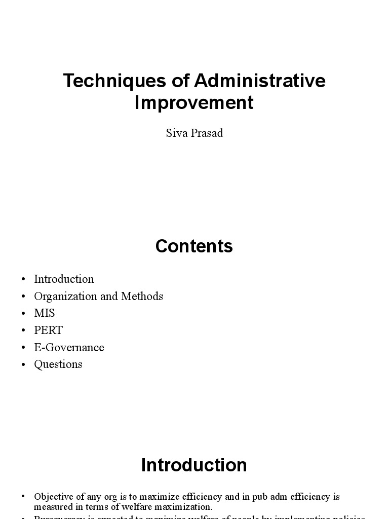 Lesson 26 Techniques of Administrative Improvement | PDF | Economies | Government