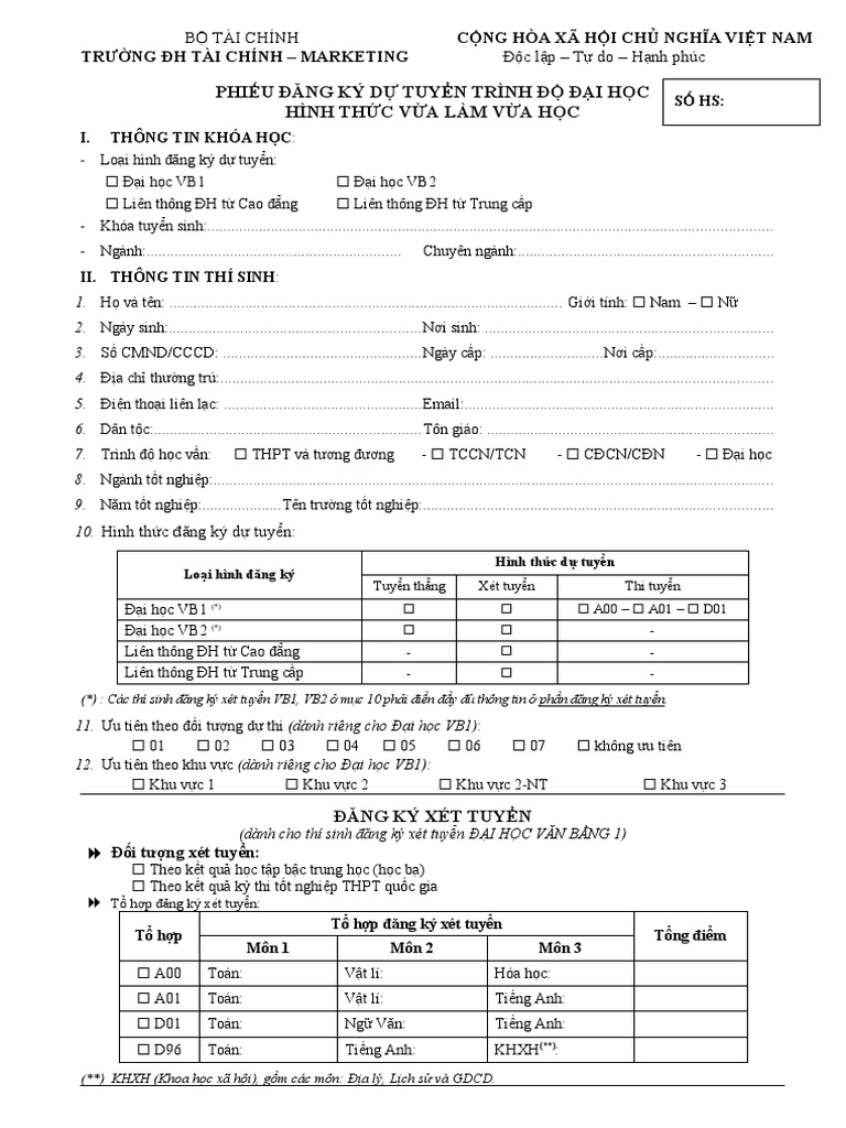 Mau phieu dang ky du tuyen | PDF