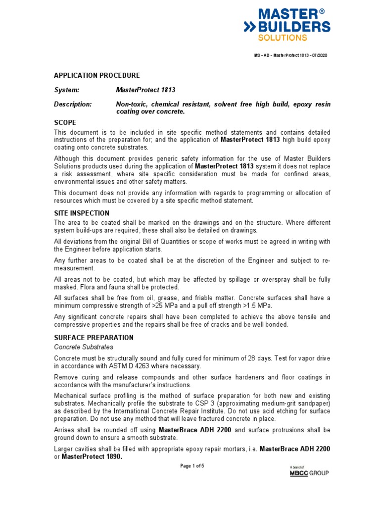 Masterprotect 1813 Ms | PDF | Concrete | Epoxy