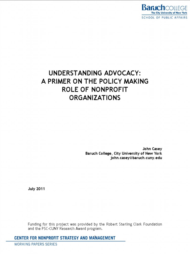 Understanding Advocacy: A Primer On The Policy Making Role of Nonprofit ...