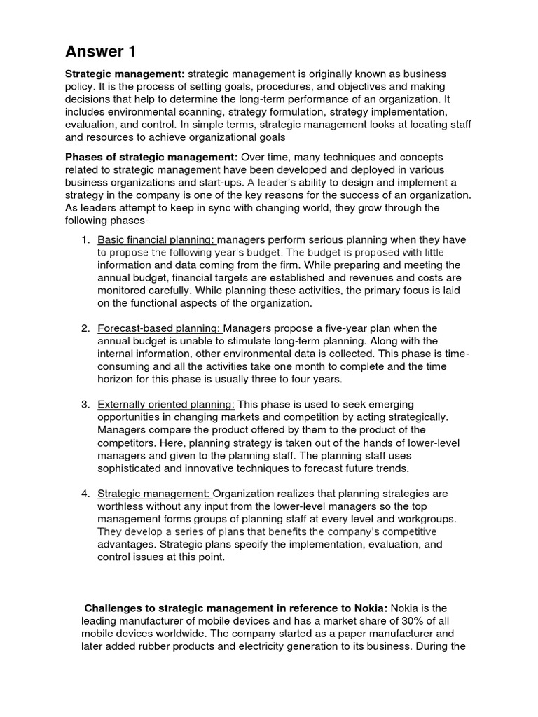 Strategic Management Assignment | PDF | Strategic Management | Nokia Strategic Management Assignment | PDF | Strategic Management | Nokia