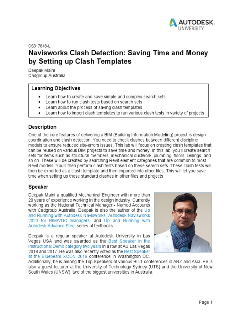 Class Handout CS317848 LNavisworks Clash Detection Saving Timeand ...