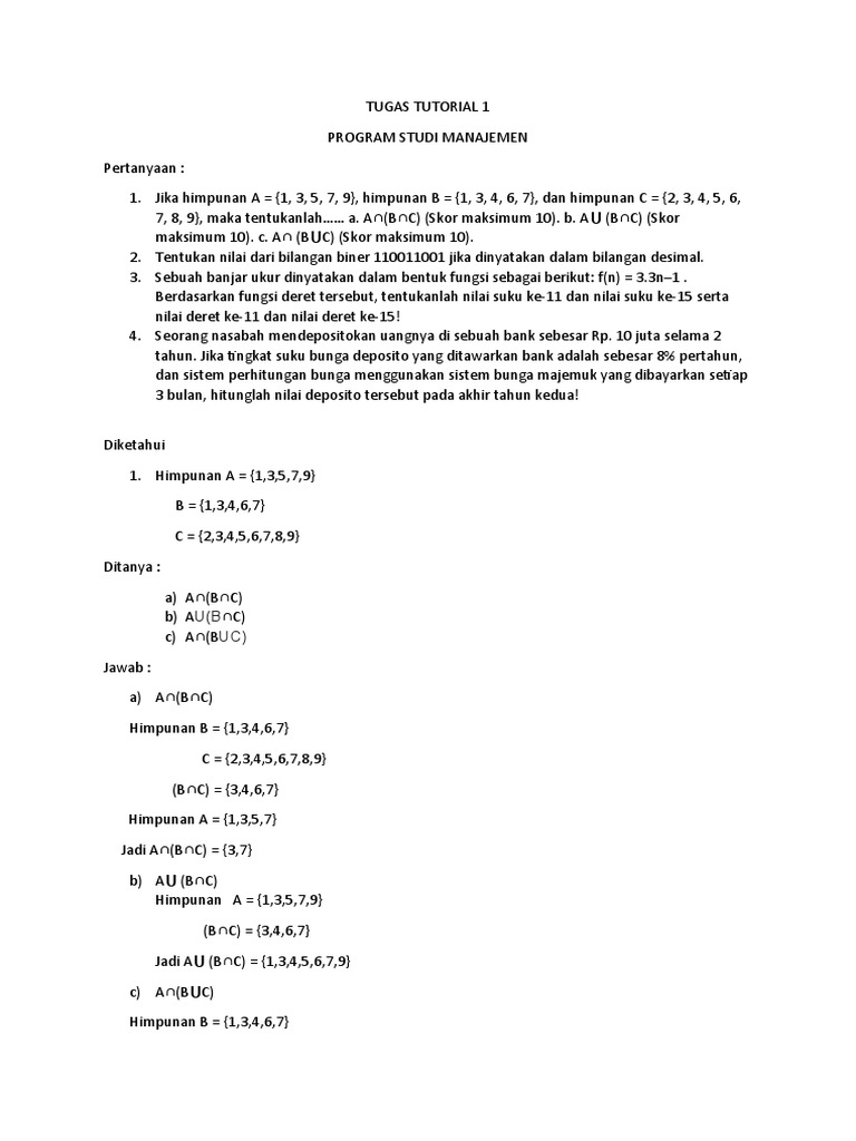 Tugas 1 Matematika Ekonomi | PDF | Metode & Bahan Ajar