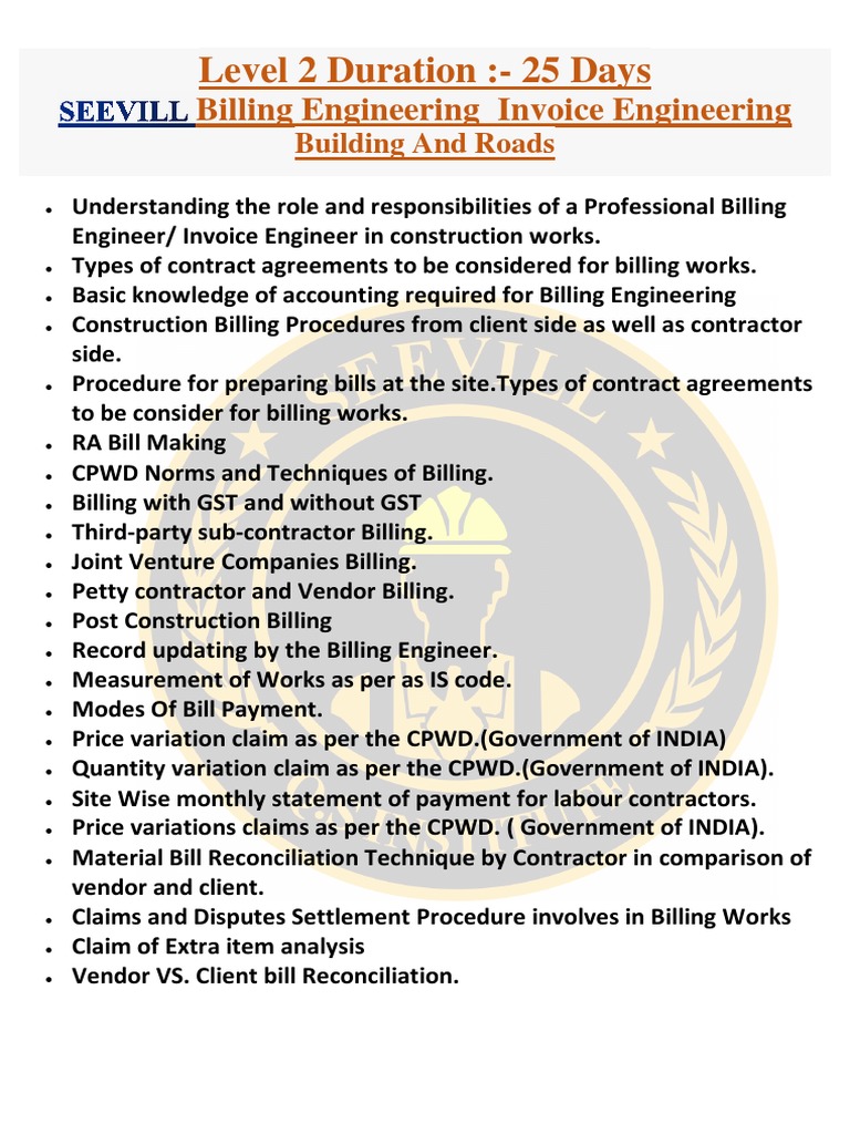 Seevill Level 2 Billing Course Details | PDF | Business