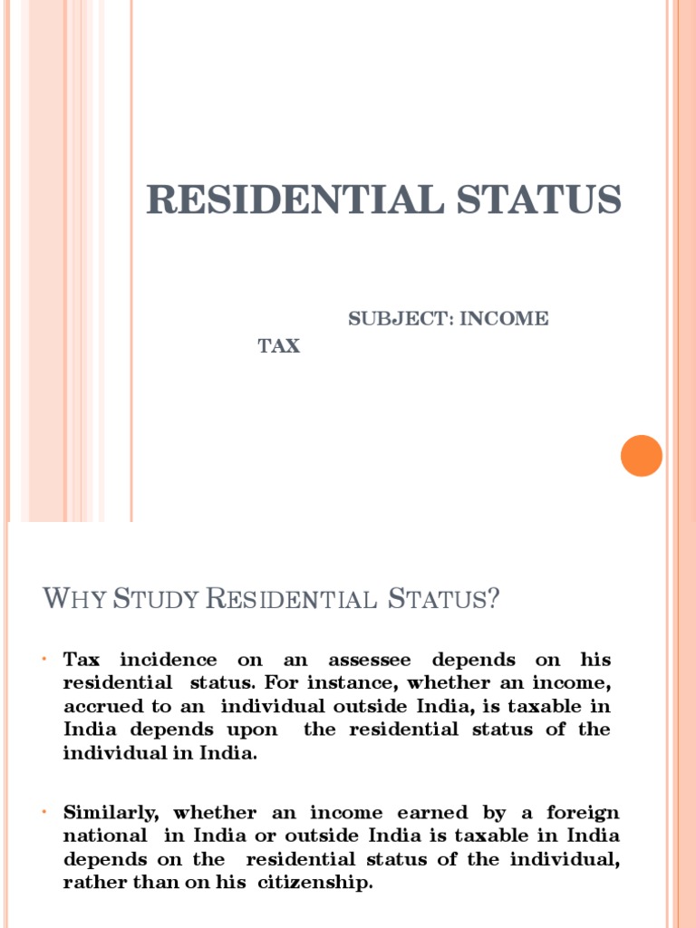 Residential Status | PDF | Taxes | Payments