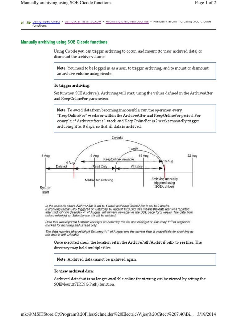 Manual Archiving with SOE Cicode Functions | PDF