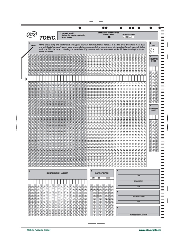 Answer Sheet Toeic PDF | PDF | Intellectual Works