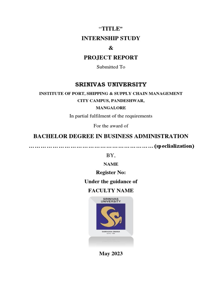 BBA Internship Study & Project Report Format 22-23 PDF | PDF