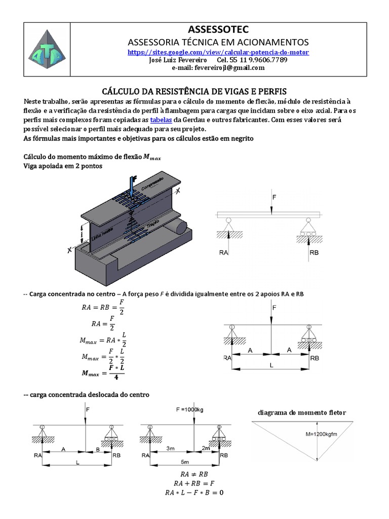 Cálculo resistência vigas perfis | PDF | Flambagem | Estresse (Mecânica)