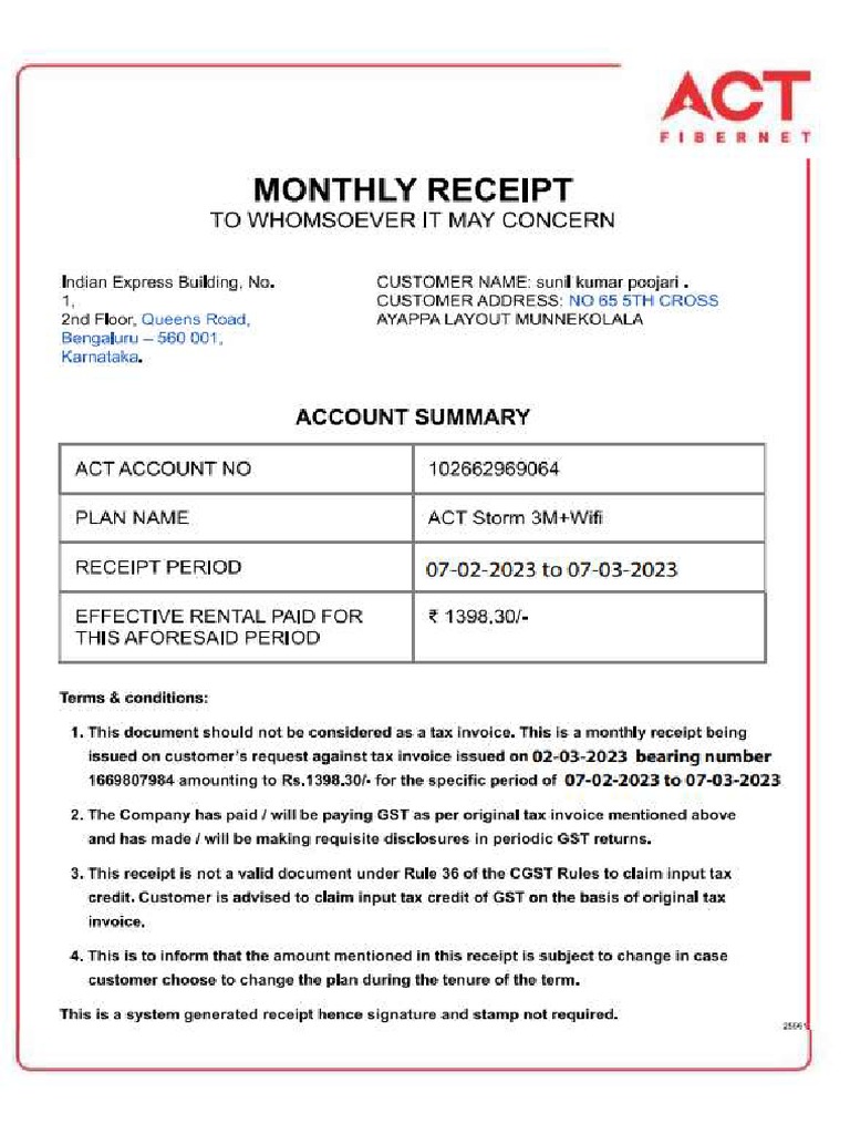 Wifi Bill Feb 2023 Latest PDF | PDF