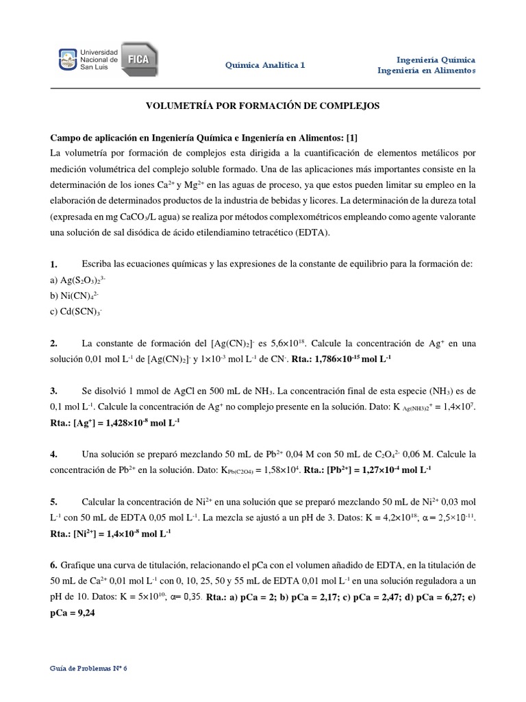 QA1 - GTP5 Volumetria de Complejacion PDF | PDF | Concentración | Valoración
