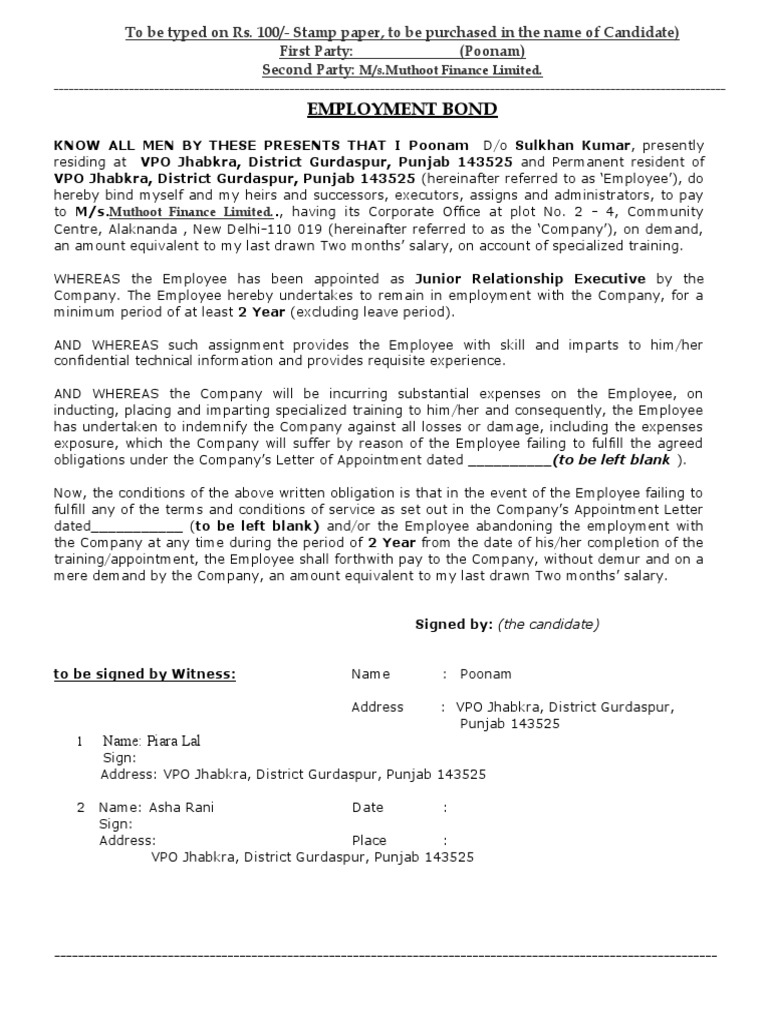 Bond, Undertaking & Indemnity (CCE) | PDF | Employment | Surety