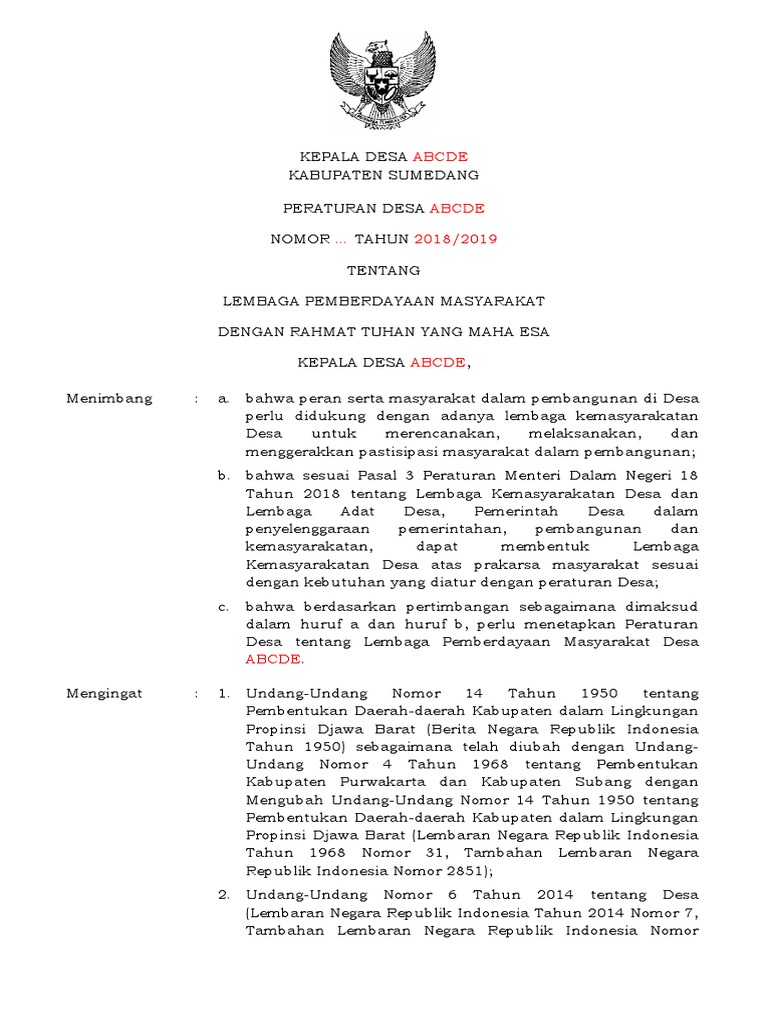 Perdes LPM Tahun 2018-2019 Dan Pendukung | PDF