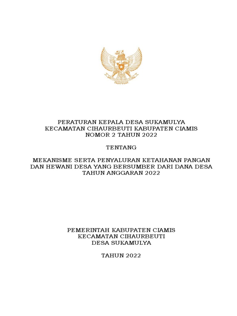Perkades Ketahanan Pangan Dan Hewani 2022 | PDF