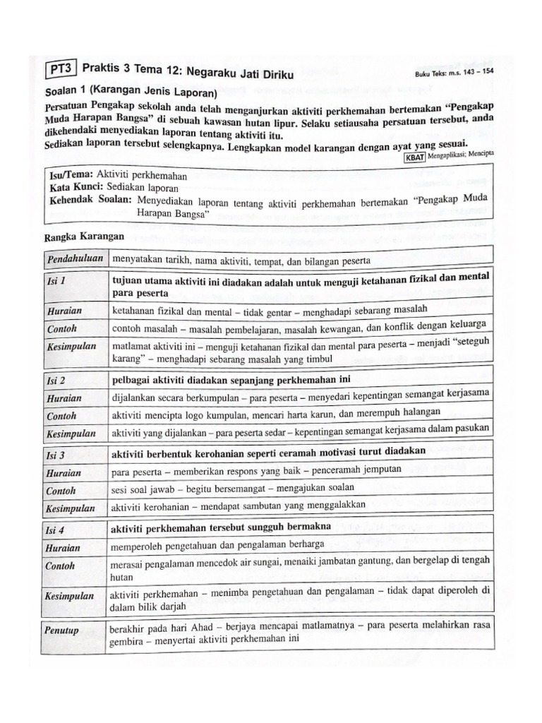 Rangka Dan Model Karangan Jenis Laporan PDF | PDF