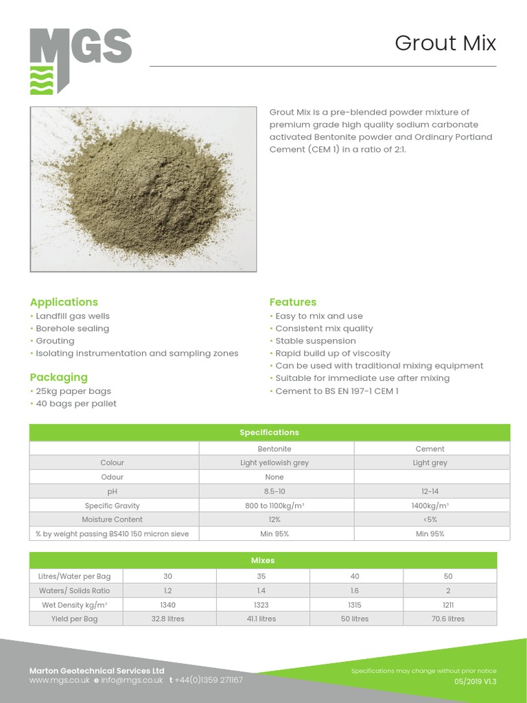 Grout Mix V1.3 | PDF