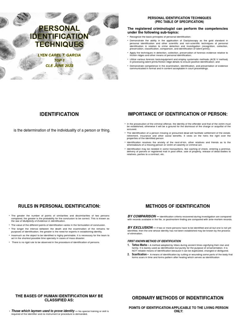 Principles of Personal Identification | PDF | Fingerprint | Anatomy