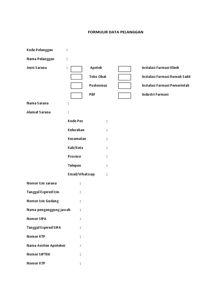 Formulir Data Pelanggan | PDF