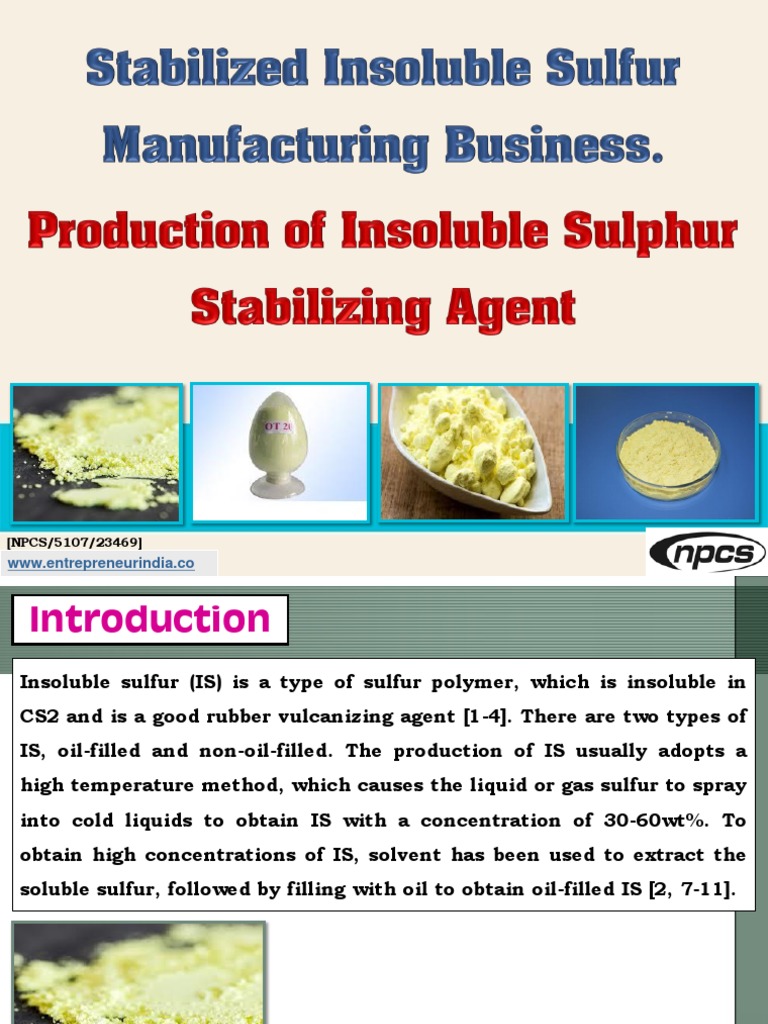 Stabilized Insoluble Sulfur Manufacturing Business PDF | PDF | Sulfur ...