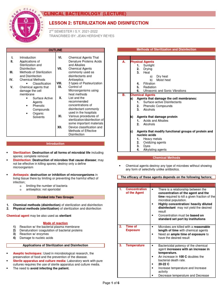 Sterilization and Disinfection Methods | PDF | Disinfectant | Sterilization (Microbiology)