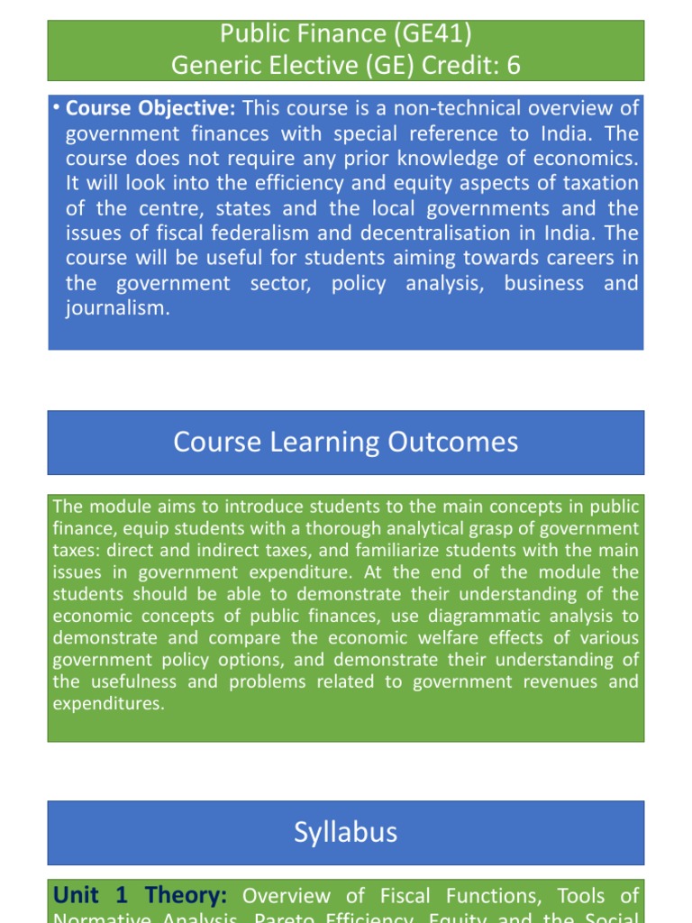Overview of Public Finance in India | PDF