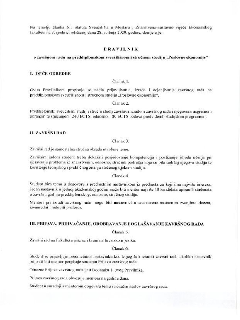 Pravilnik - o Zavrsnom - Radu PDF | PDF