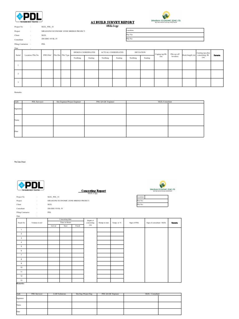 Pile Data Sheet for Bridge Project | PDF | Business