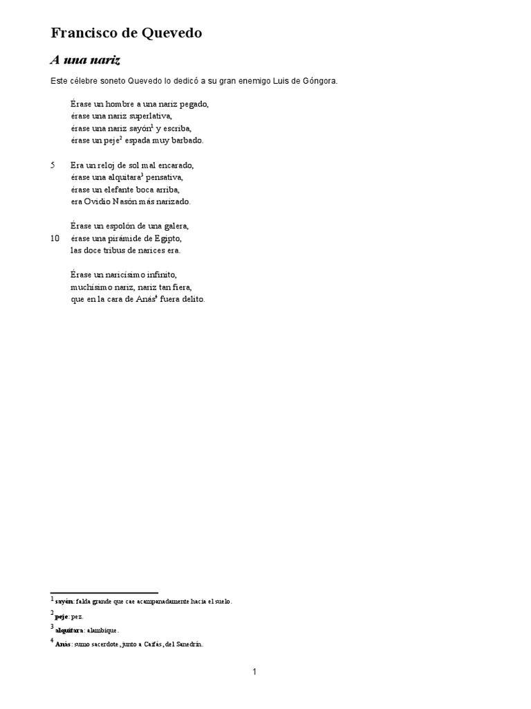 A Una Nariz - Quevedo | PDF