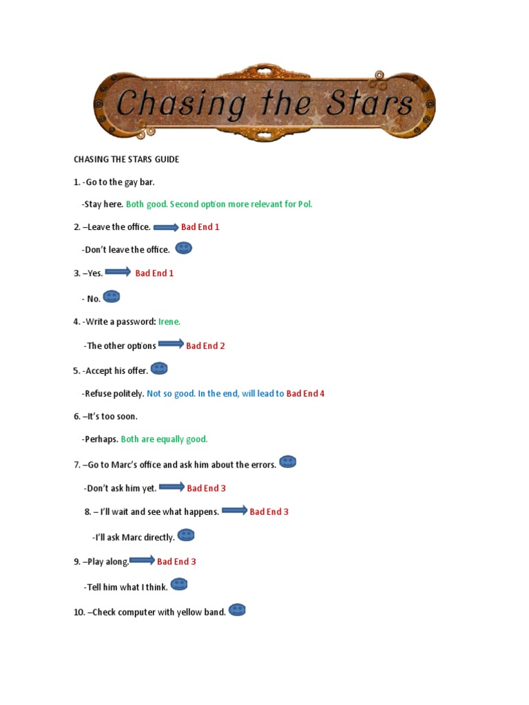 Chasing the Stars: Endings Guide | PDF