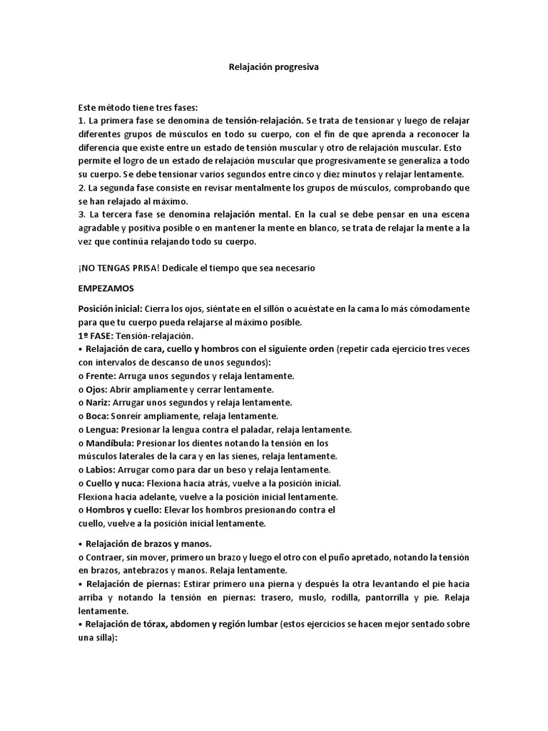 Relajacion Progresiva PDF | PDF