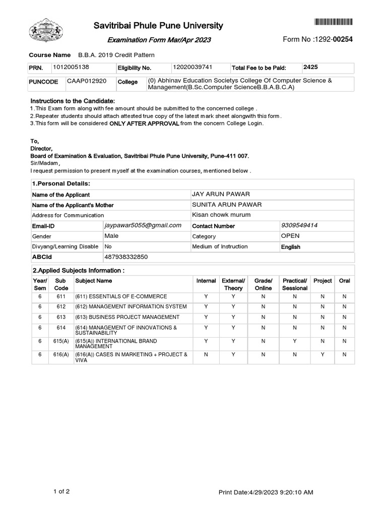 RPT Exam Form | PDF