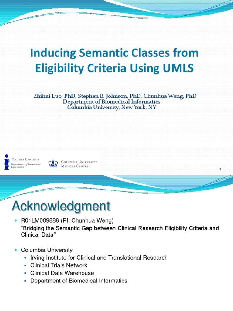 Inducing Semantic Classes From Eligibility Criteria Using UMLS | PDF | Allergy | Statistical ...