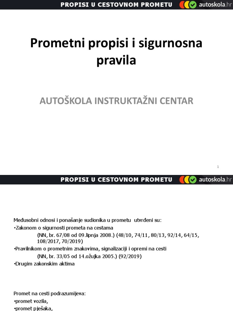 1.0.propisi U Cestovnom Prometu PDF | PDF