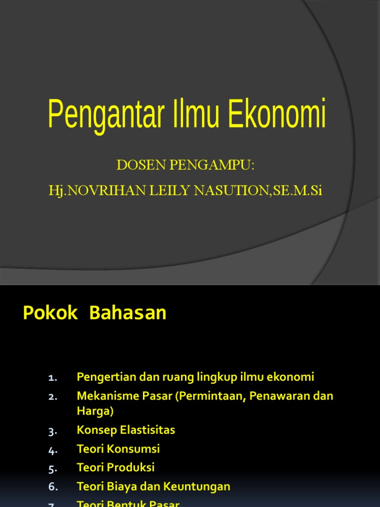 Pertemuan 1 Pengantar Ilmu Ekonomi | PDF