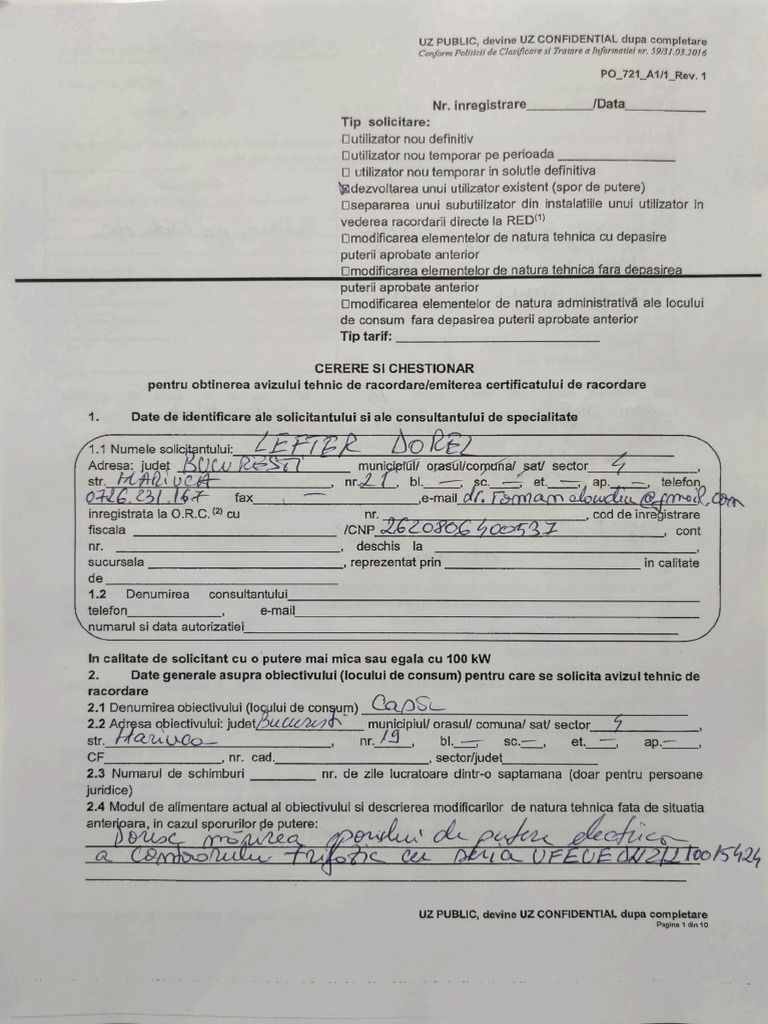 Cerere Spor de Putere PDF | PDF