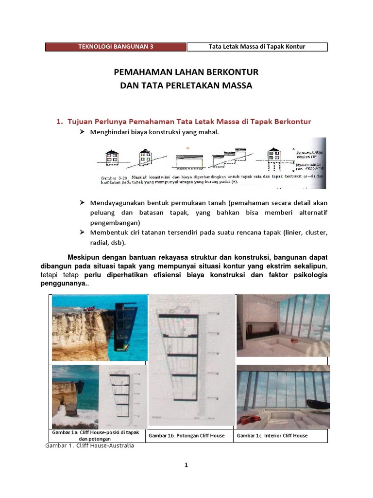 Materi 3-PEMAHAMAN LAHAN BERKONTUR DAN TATA LETAK MASSA | PDF