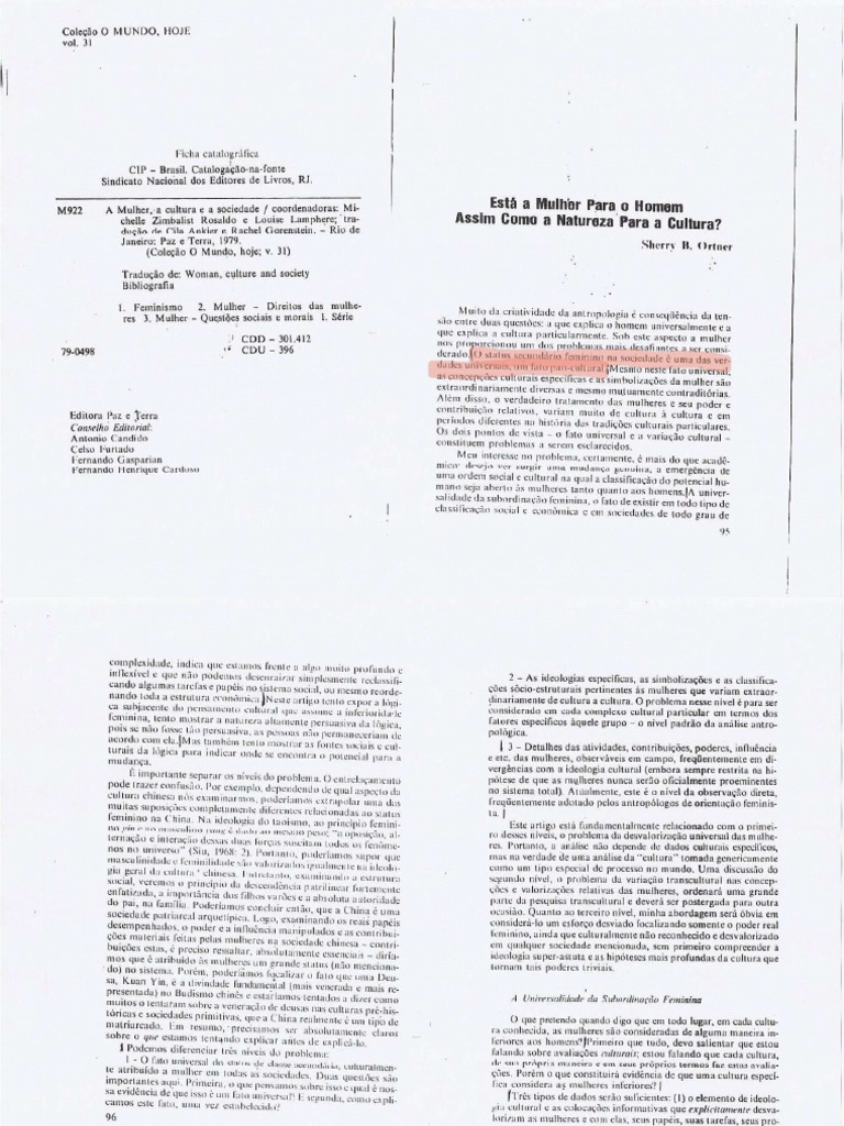ORTNER, Sherry-Está A Mulher-Para-O-Homem-Assim-Como-A-Natureza-Para-A ...