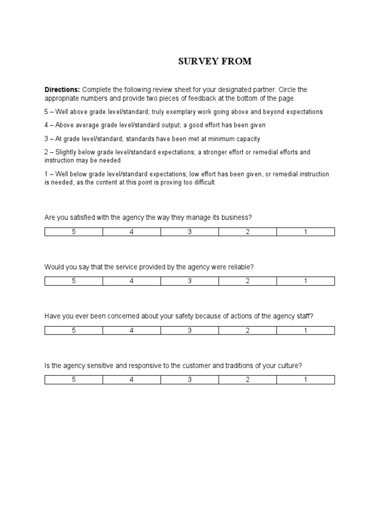 Partner Review Feedback Survey | PDF