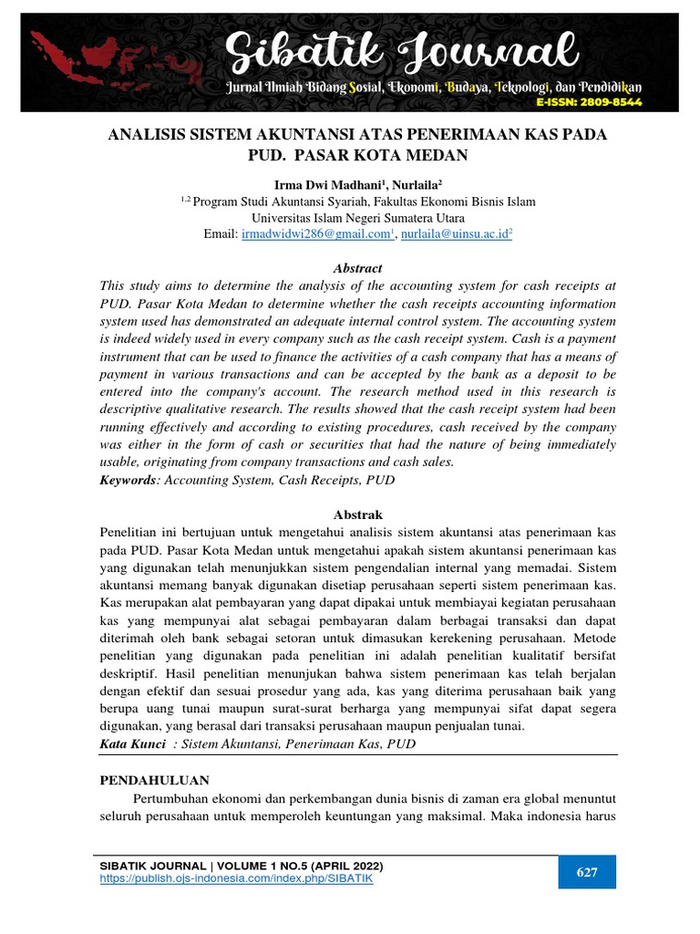 Analisis Akuntansi Penerimaan Kas PUD Medan | PDF