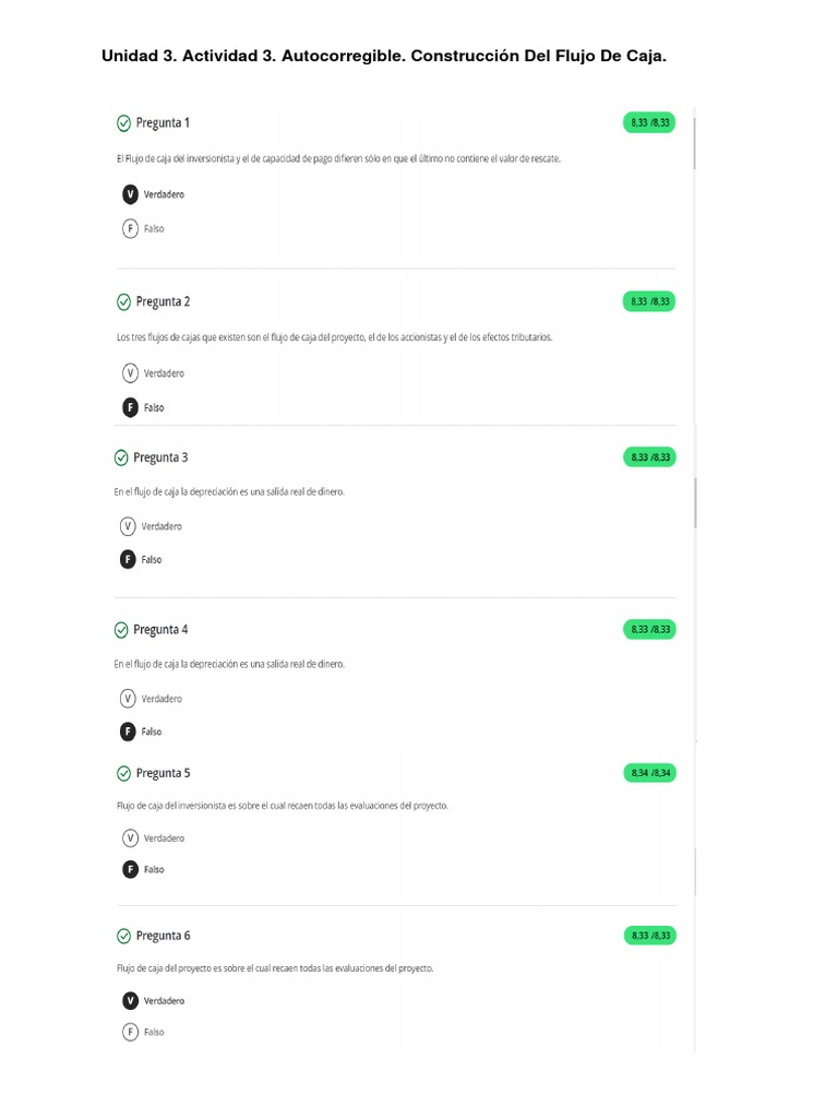 Unidad 3 Actividad 3 Autocorregible Construcción Del Flujo de Caja | PDF