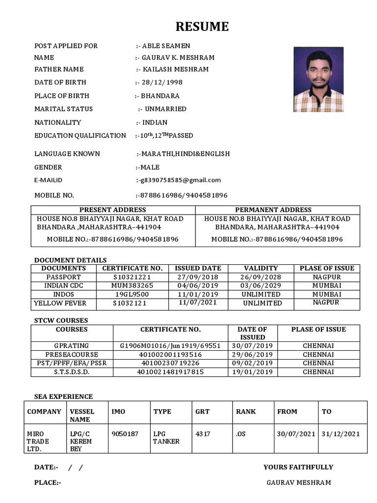 Gaurav Meshram Resume PDF 12 | PDF