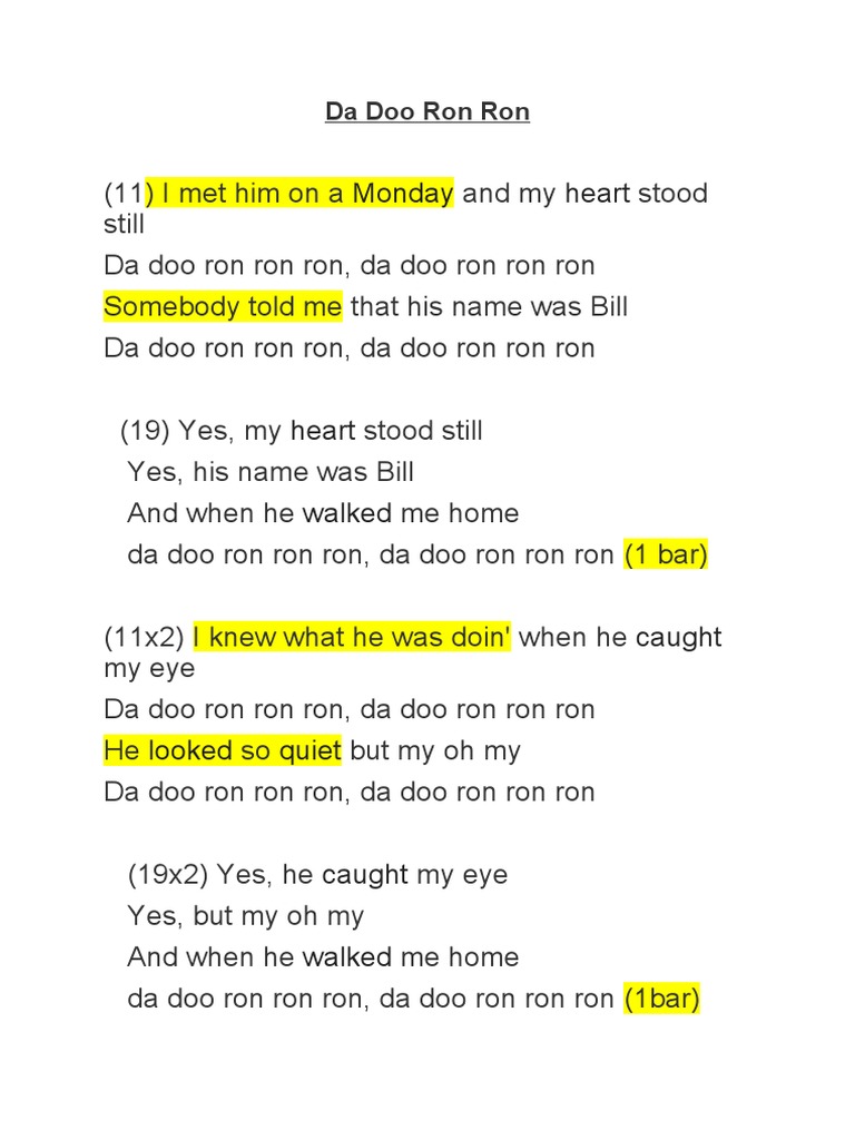 Da Doo Ron Ron | PDF